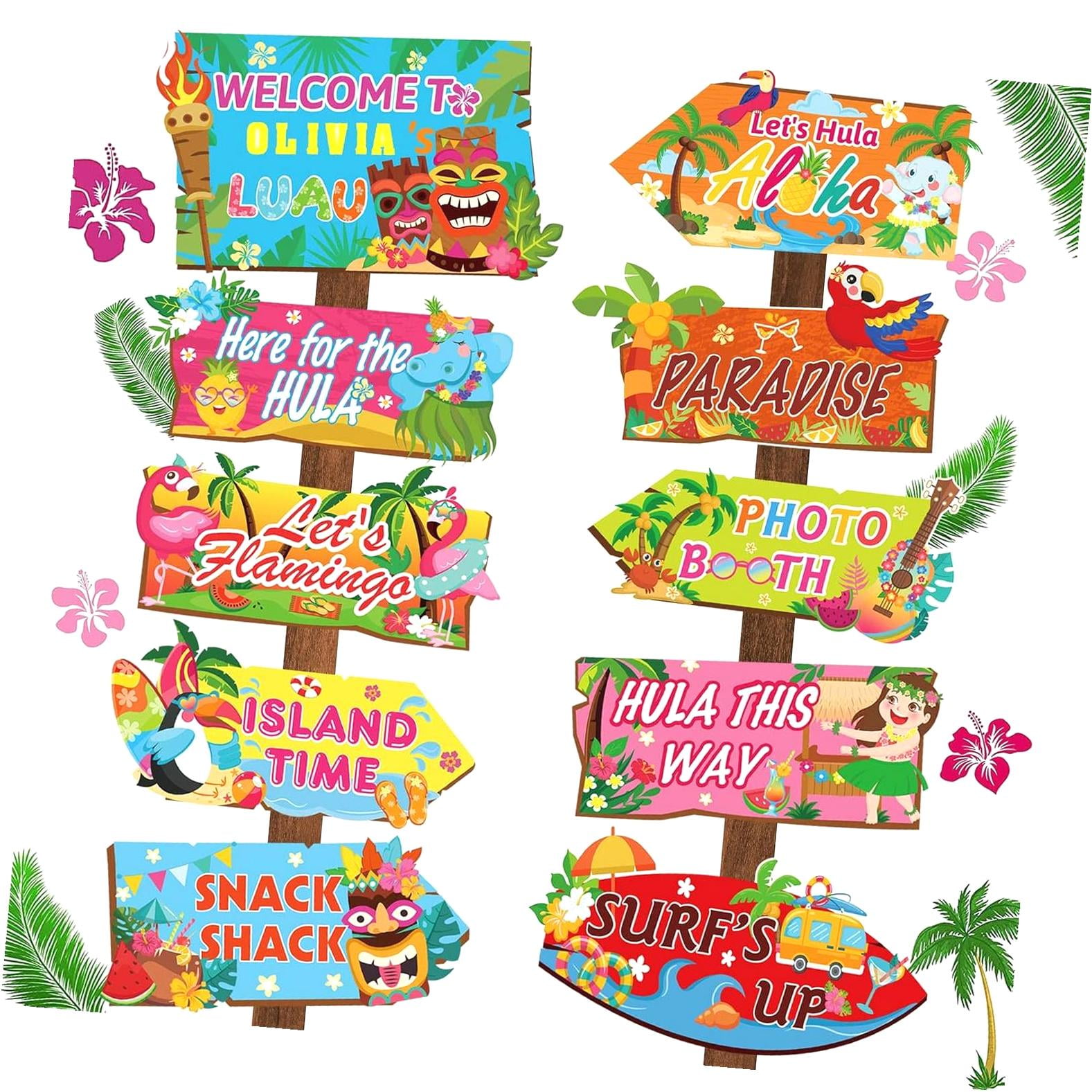 Hotbar Hawaiian Party Welcome Sign, 10 Pieces Tropical Themed Party Directional Signs for Summer ...