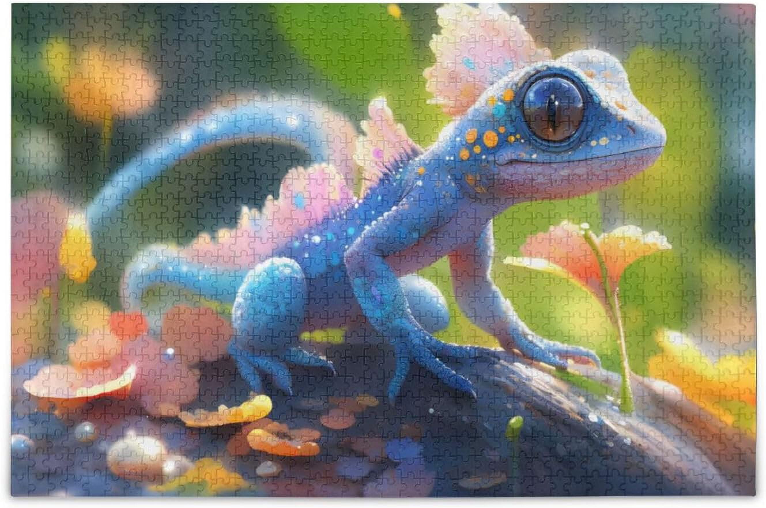 Hotbar Jigsaw Puzzle 500 Pieces for Adult Blue Cute Lizard Print ...