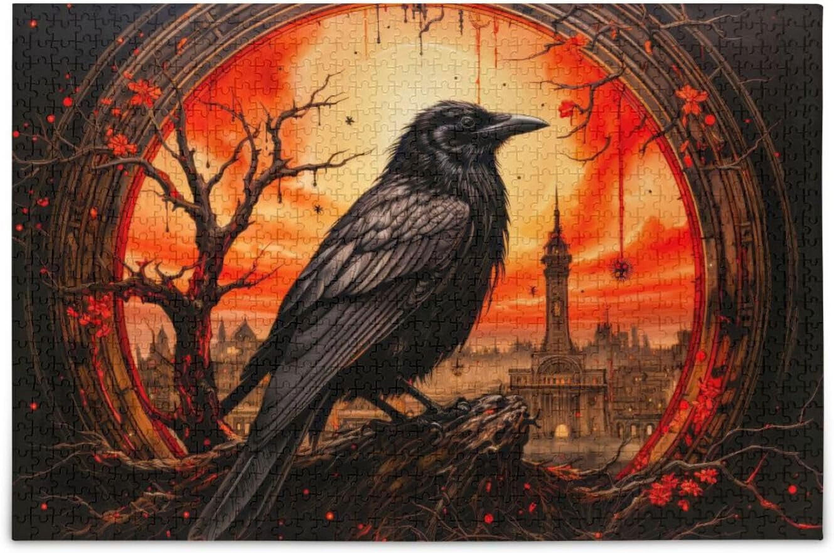 Hotbar Jigsaw Puzzle 500 Pieces for Adult Gothic Raven Sunset Print ...