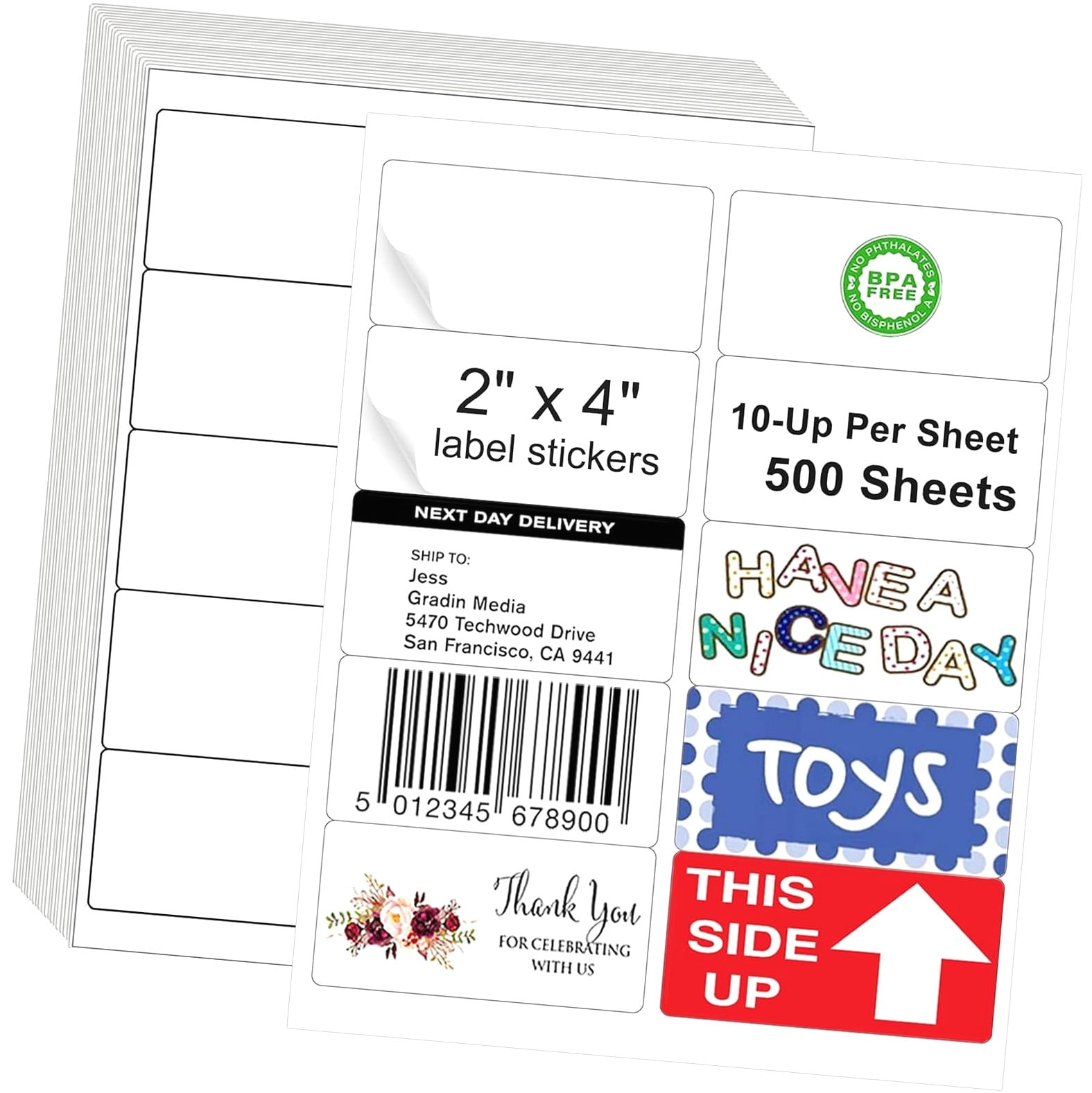 Hotbar Label Stickers 2x4, 5000 Adhesive Address Mailing Labels, Matte ...