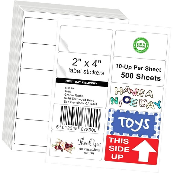 Hotbar Label Stickers 2x4, 5000 Adhesive Address Mailing Labels, Matte ...