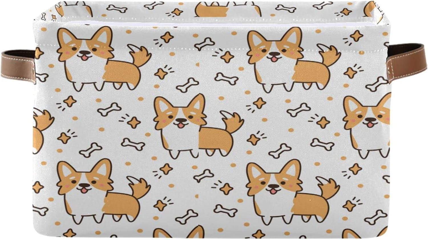 Hotbar Large Foldable Square Storage Basket with Handles 2PCS,Cute Dog ...