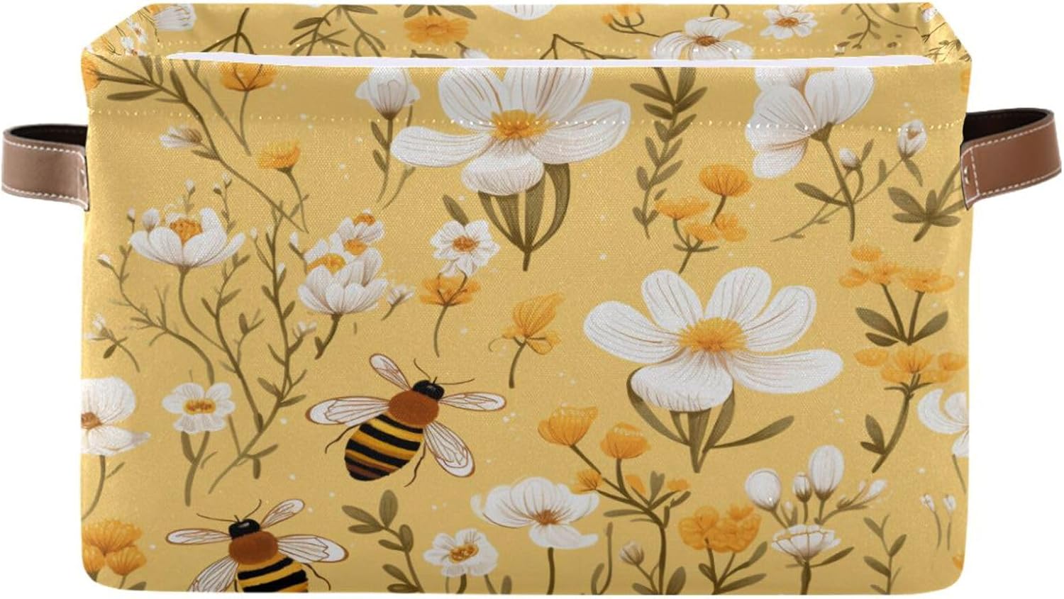 Hotbar Large Storage Basket Rural Honey Bees Wildflowers Foldable Storage Box Organizer Bins ...