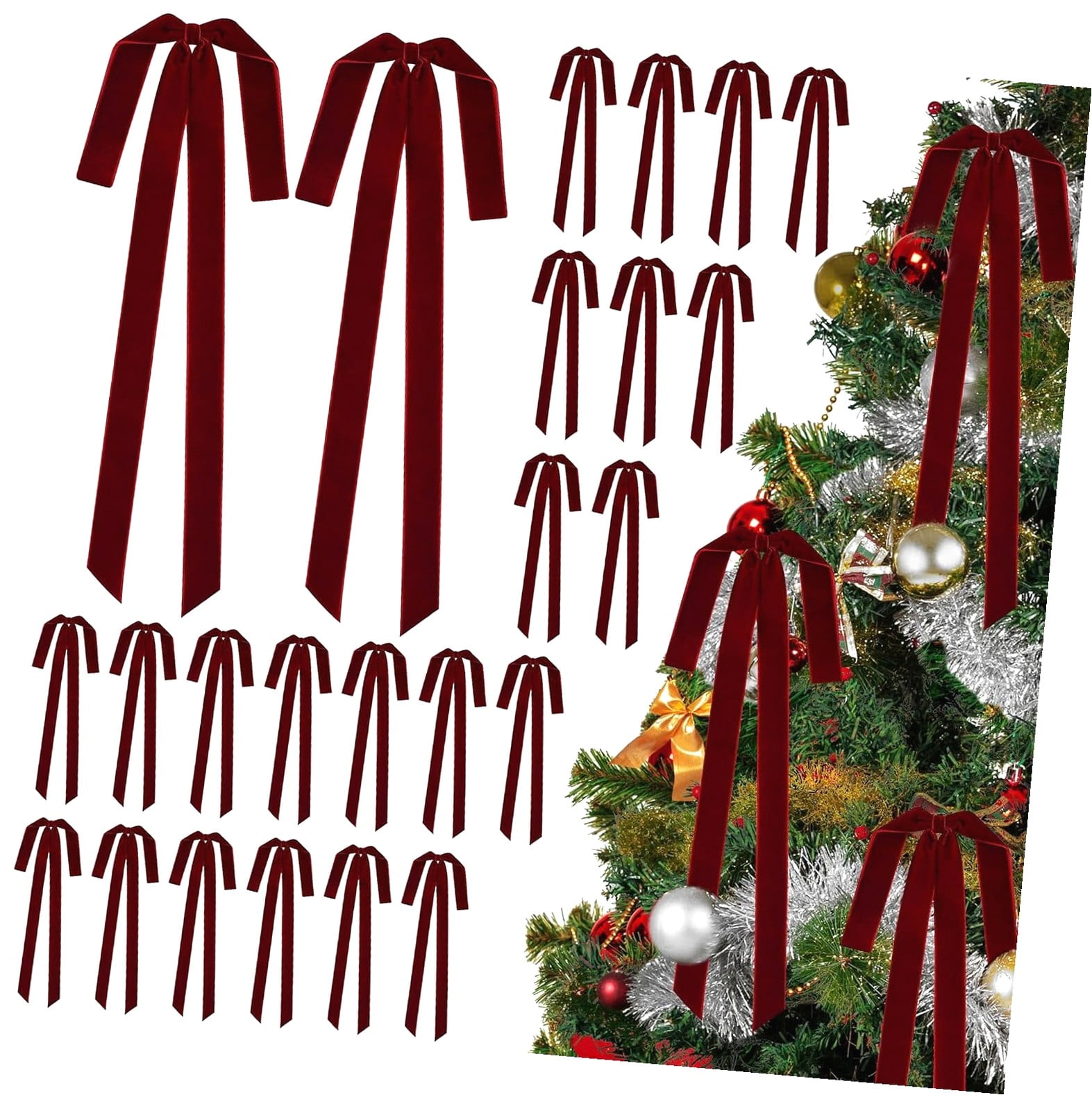 Hotbar Large Velvet Christmas Bows 12 to 20 Inches, Staircase Velvet ...