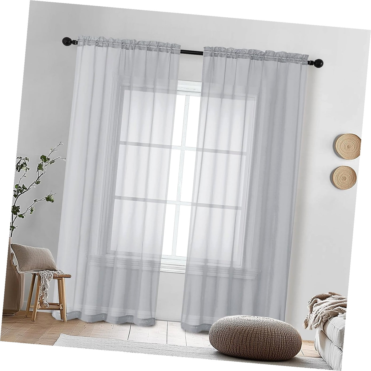 Hotbar Light Sheer Curtains 72 Inches Long, 2 Panels, Soft Light ...