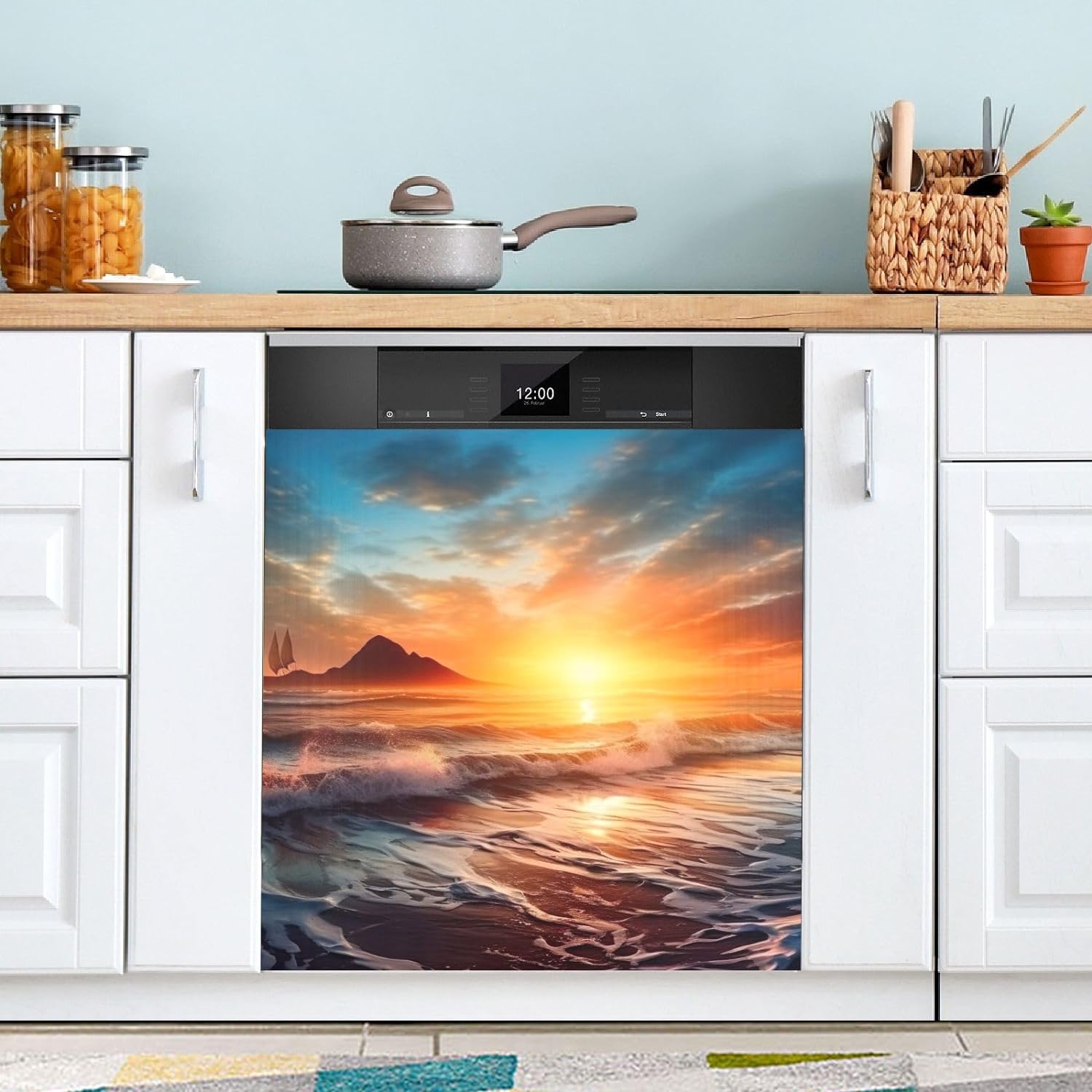 Hotbar Magnetic Dishwasher Stickers Sunset Kitchen Dishwasher Cover ...