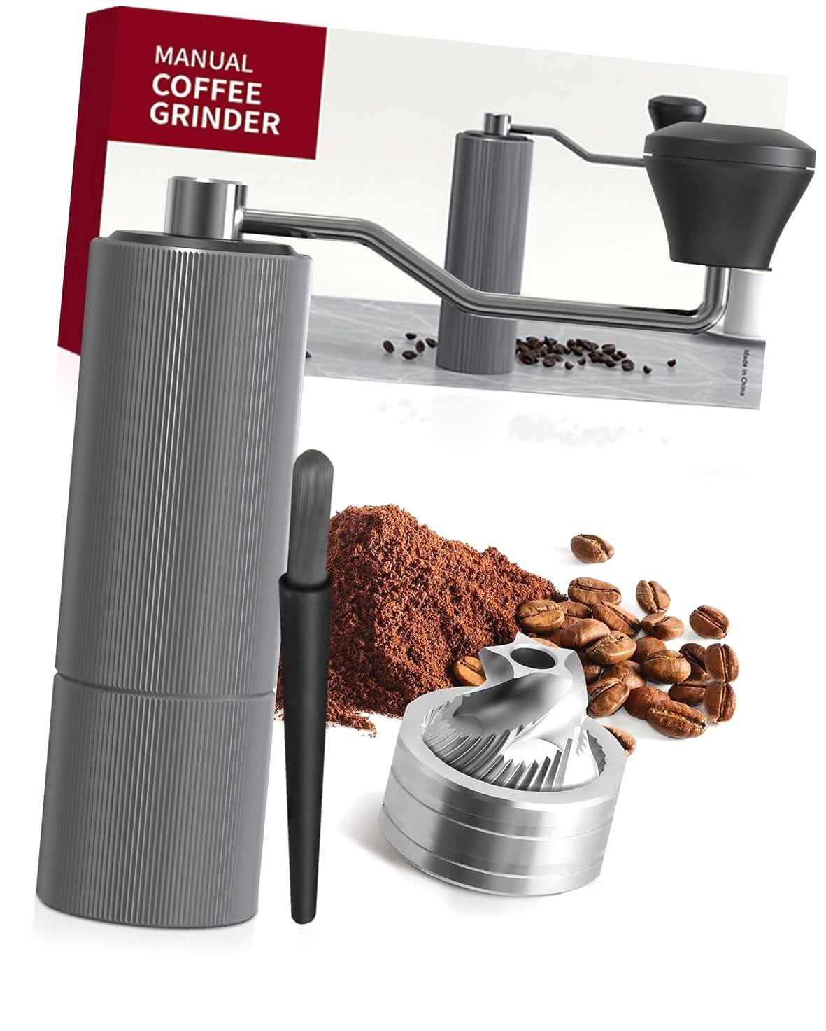 Hotbar Manual Coffee Grinder, Hand Coffee Grinder with 30 Settings, CNC 420 Steel Conical Burr ...