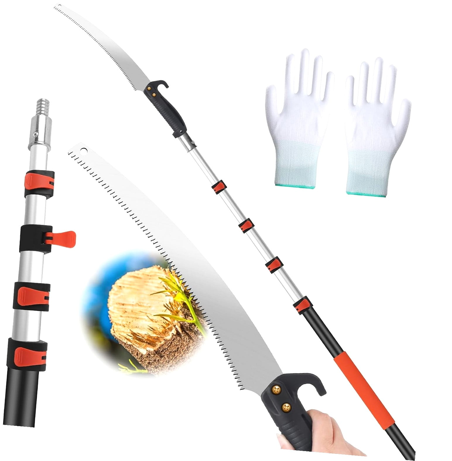 Hotbar Manual Pole Saws for Tree Trimming, Reach 26-Foot Telescoping ...