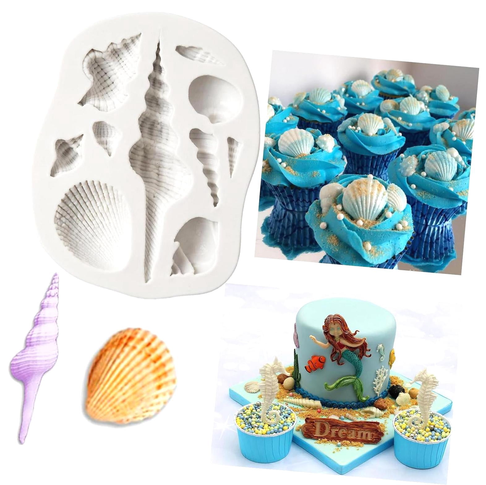 Hotbar Marine Theme Fondant Molds Seashell Conch Starfish Silicone For ...