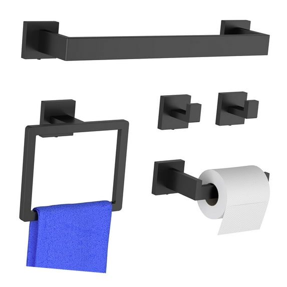 Hotbar Matte 5-Pieces , Rustproof Steel 16" Rectangle Bathroom Racks ...