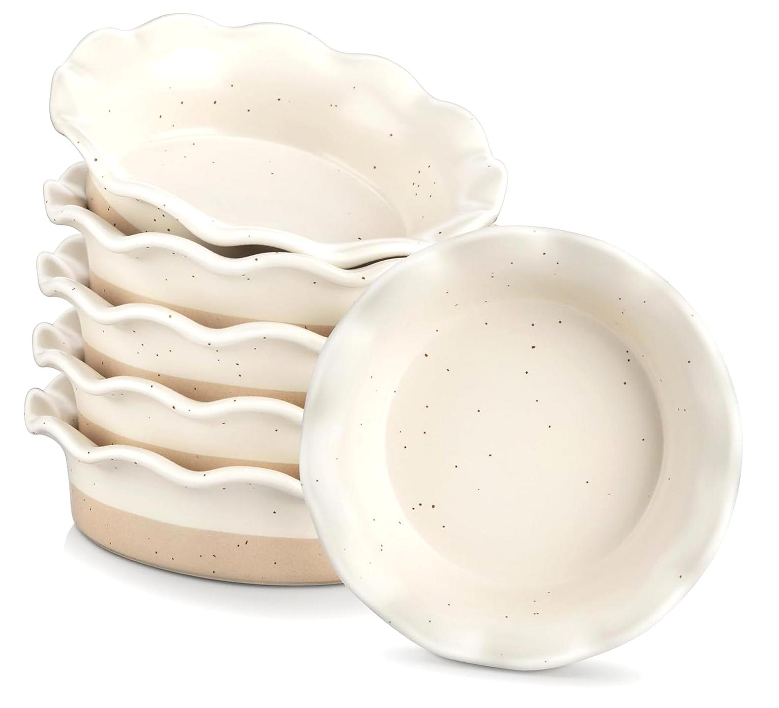 Hotbar Mini Pie Pans Set of 6, 5.2-Inch Ceramic Small Pie Plate for ...