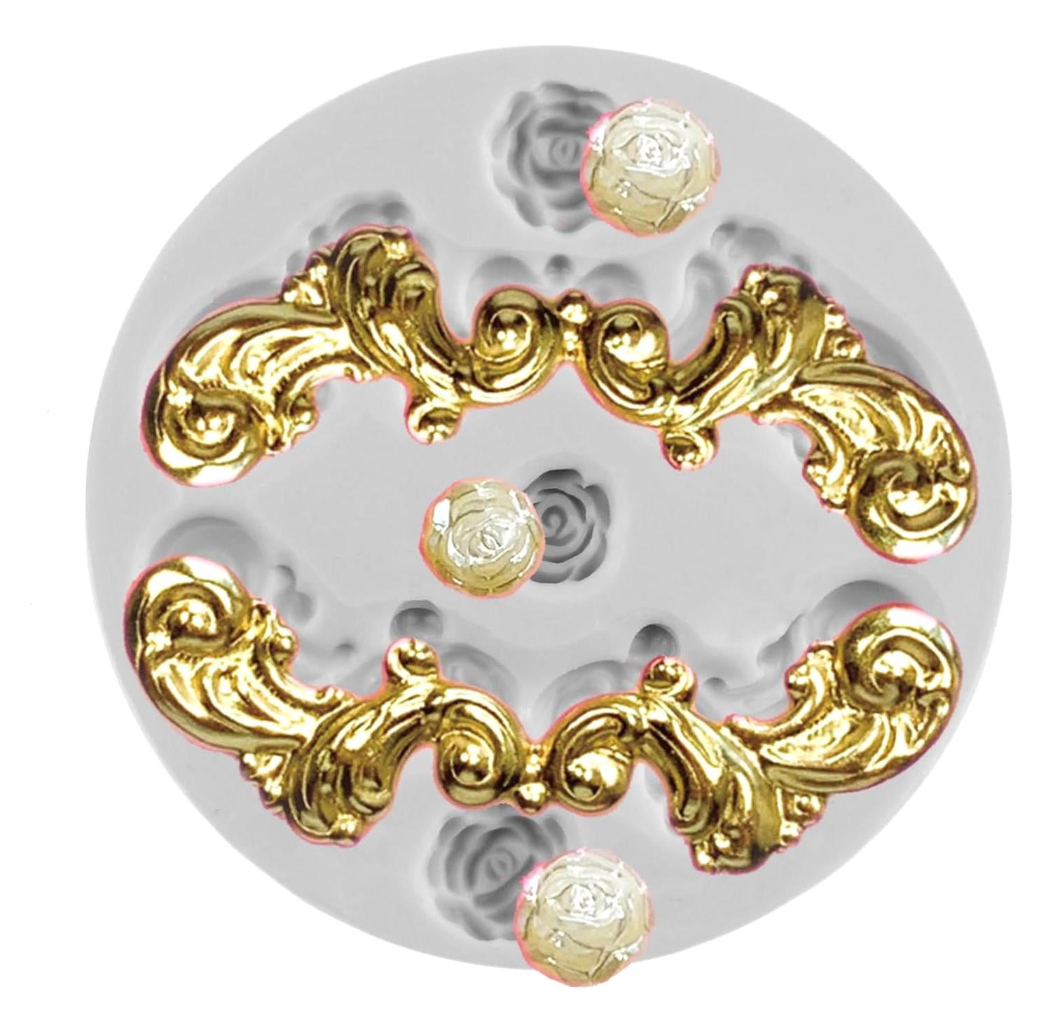 Hotbar Mini Roses Silicone Molds Rose with Leaves Cake Border Fondant ...