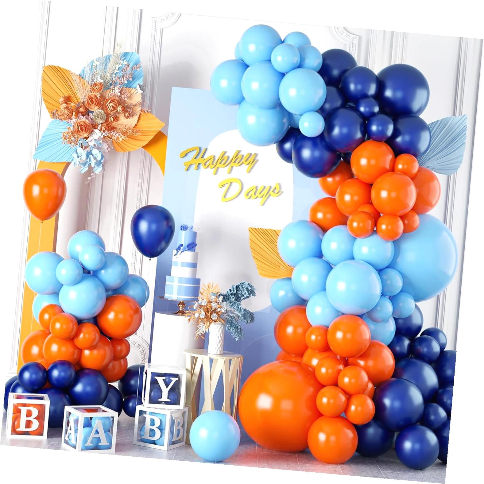 Hotbar Orange Blue Balloons Garland Arch Kit Orange Navy Blue Balloon ...