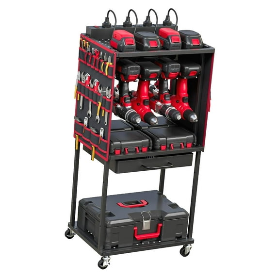 Hotbar Organizer Cart with 8 Outlets Charging Station, Storage Cart ...