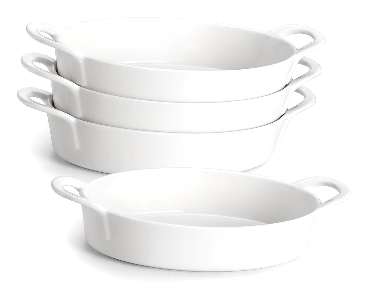 Hotbar Oval Au Gratin Dishes, 22 Oz, Oven-Safe Ceramic Mini Baking Pans ...