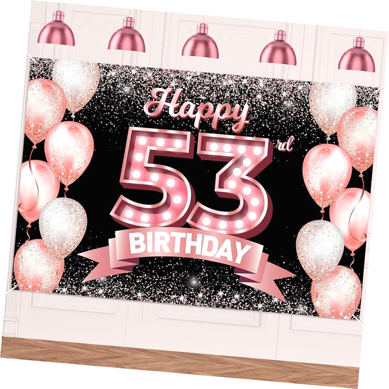 Hotbar Overjoyed 53rd Birthday Floral Banner Background Celebrate 53 ...