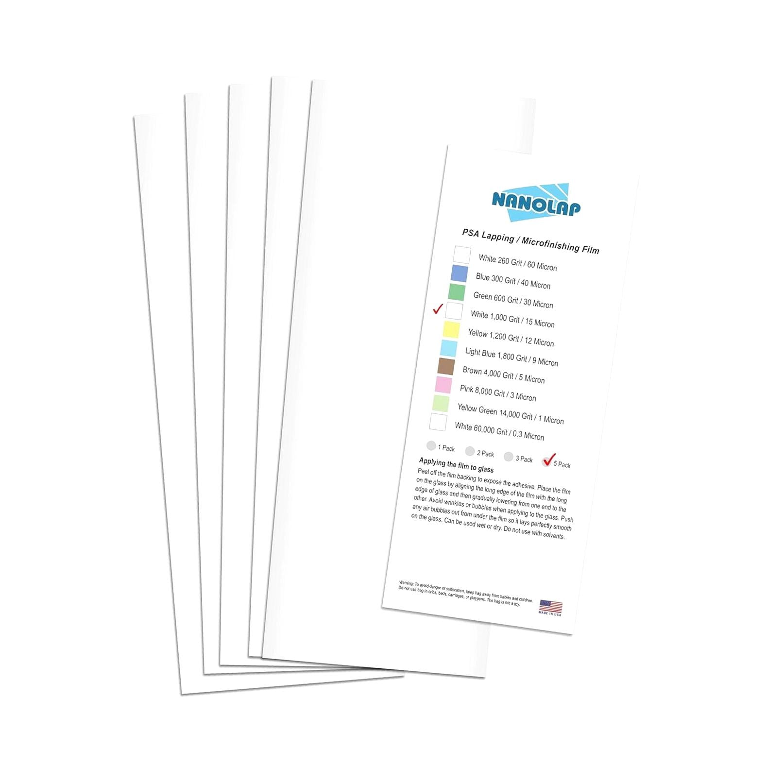 Hotbar PSA Lapping Film, 5 Pieces 15 Micron (1,000 Grit) Adhesive ...