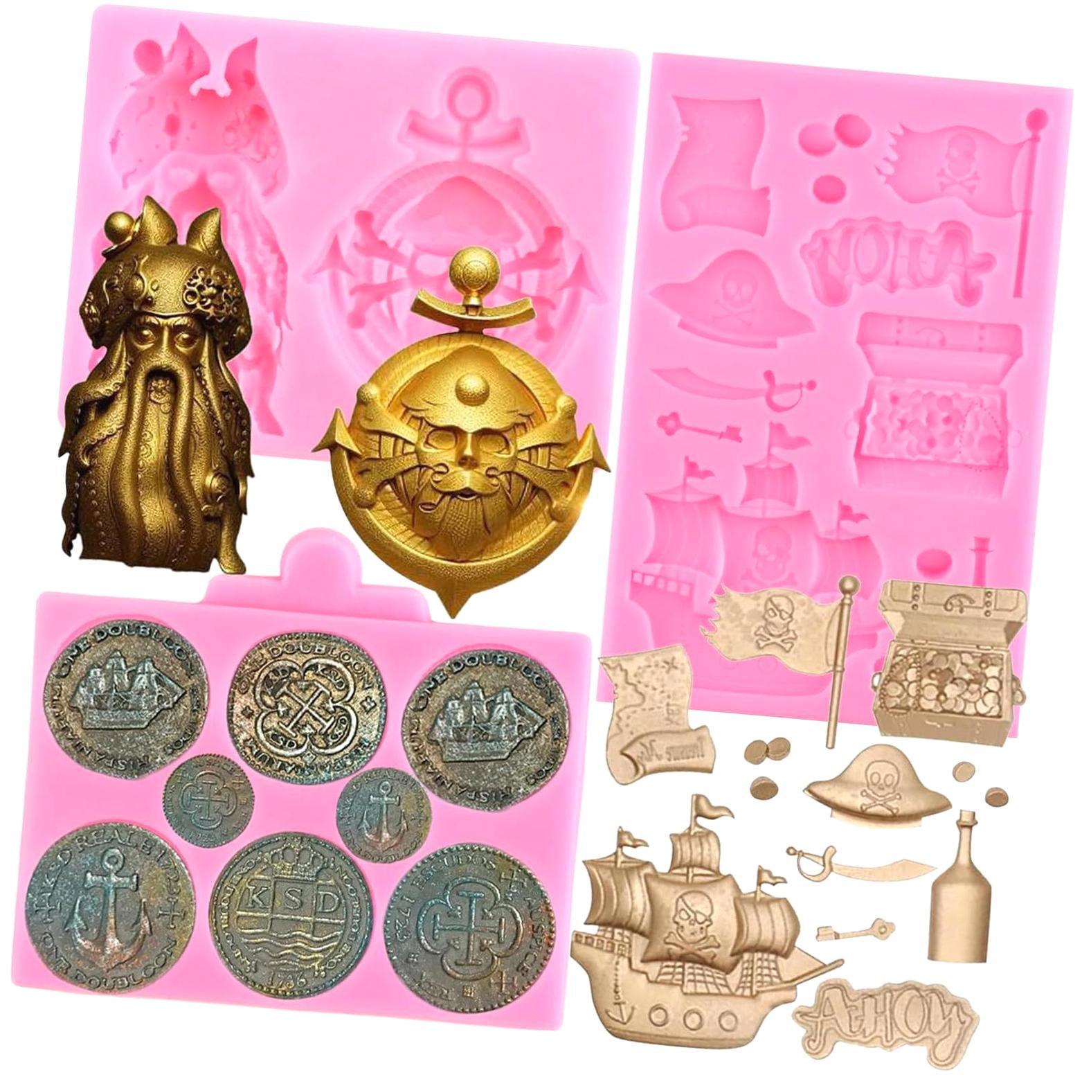 Hotbar Pirate Silicone Molds Set: Includes Treasure Chest, Coin, and ...