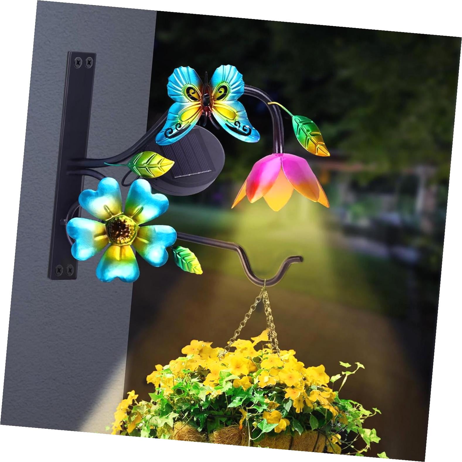 Hotbar Plant Hangers with Solar Light, 9 Inch Metal Hanging Plant ...