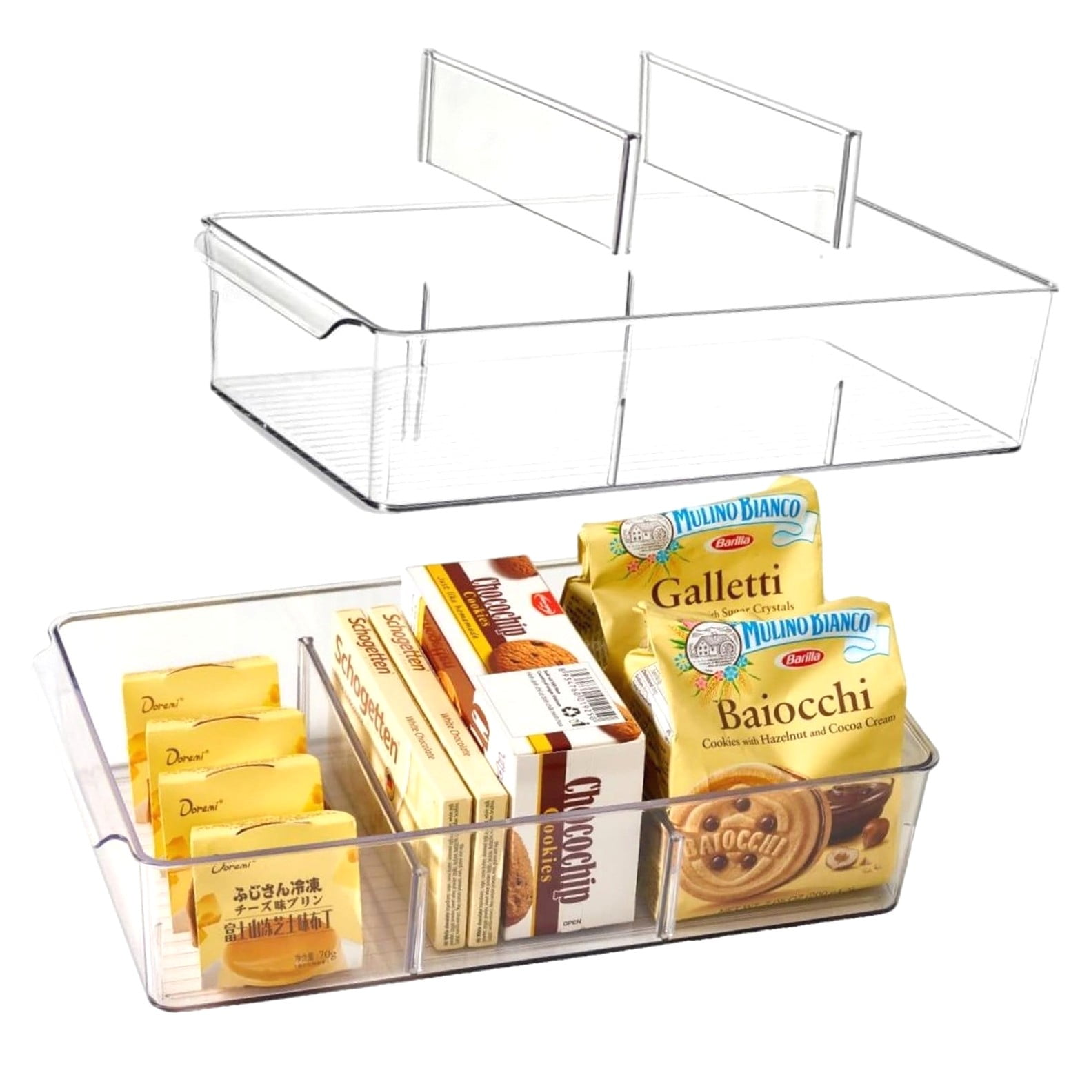 Hotbar Plastic Pantry Organizer and Storage Bins with Detachable ...