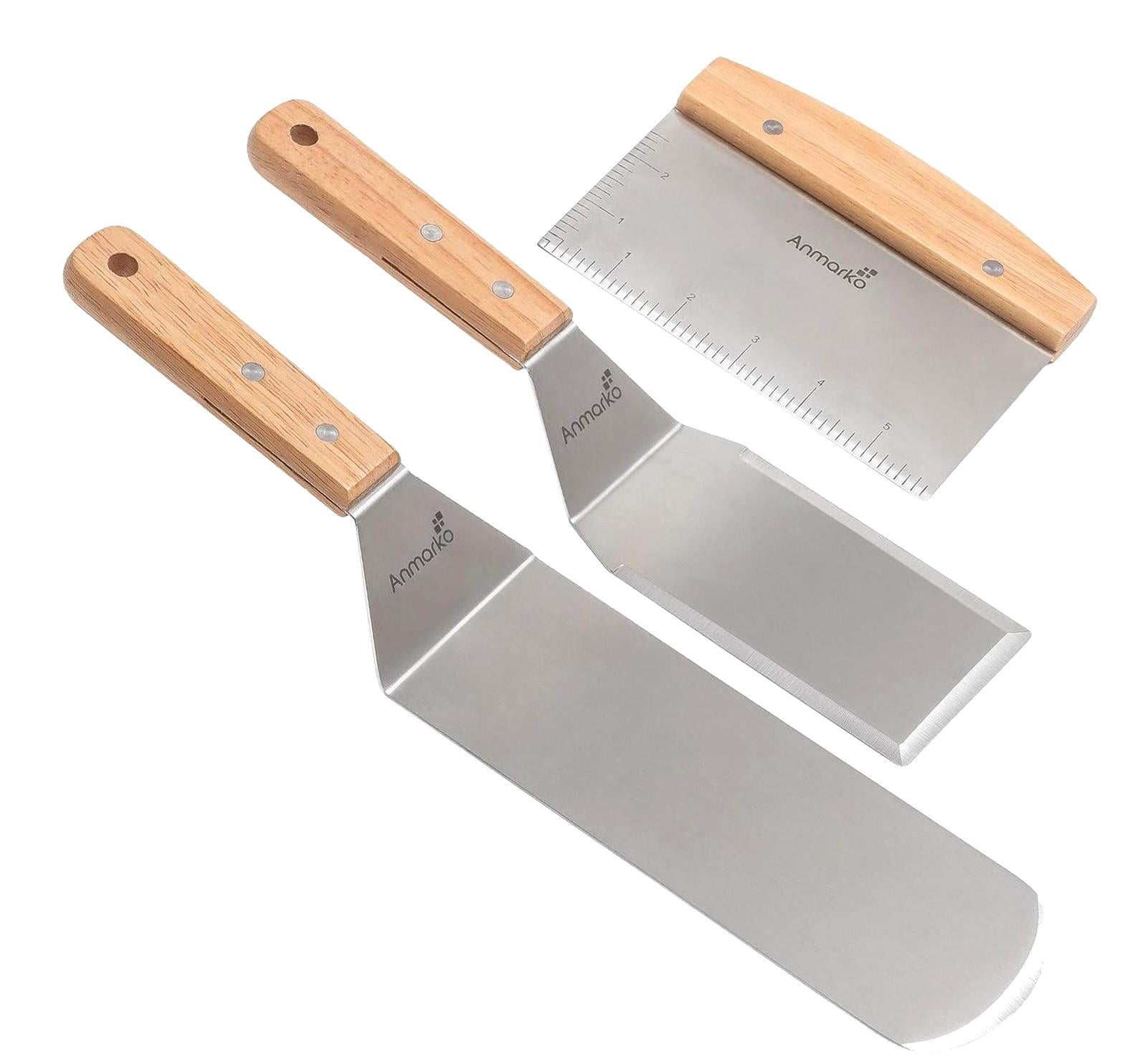 Hotbar Professional Metal Spatula Set - Includes Steel Spatula and Griddle Scraper - Heavy-Duty ...