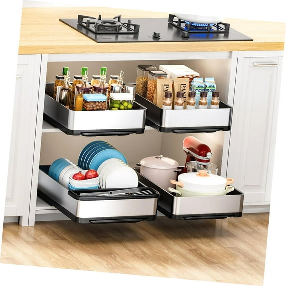 Hotbar Pull Out Cabinet Organizer 12.6" Wx16.5 D, Steel Dish Drying ...
