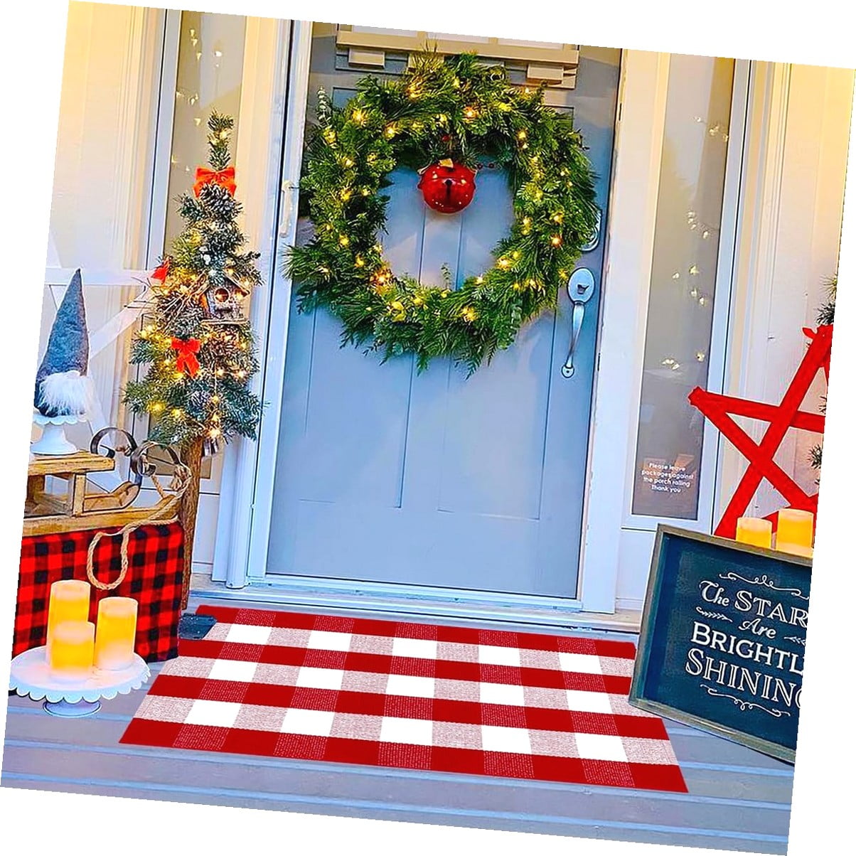 Hotbar Red and White Rug, 28" 43" Christmas Porch Rug, Handwoven ...