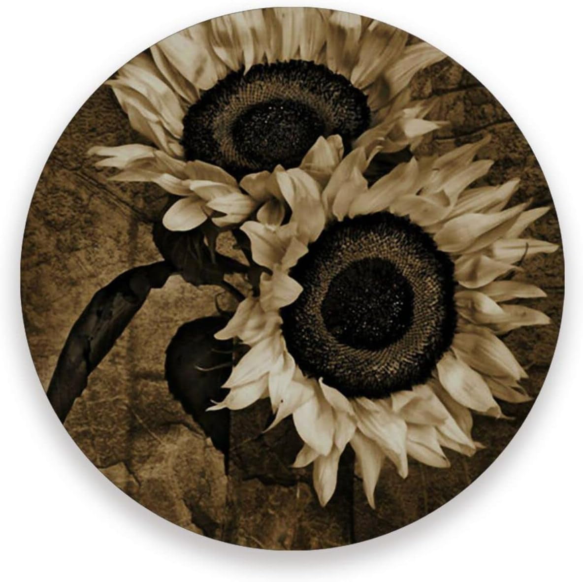 Hotbar Retro Sunflower Coasters for Drinks Set of 2, Absorbent Ceramic ...
