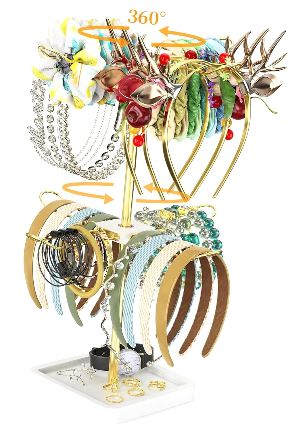 Hotbar Rotatable Headband Organizer, 2 Tier Tie Holder, Hair Hoop ...