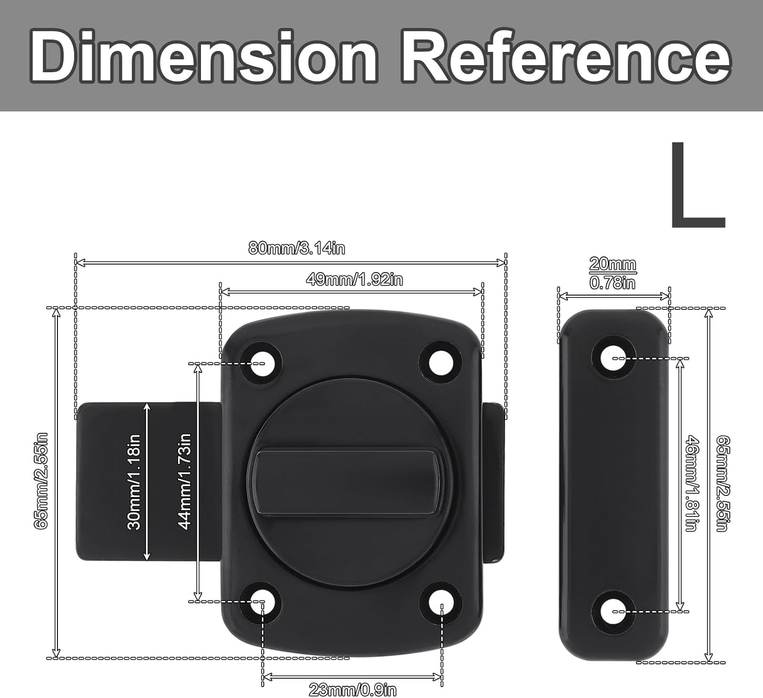 Hotbar Rotate Bolt, 2-3/5 Inch Zinc Alloy Gate Latches Safety Sliding ...