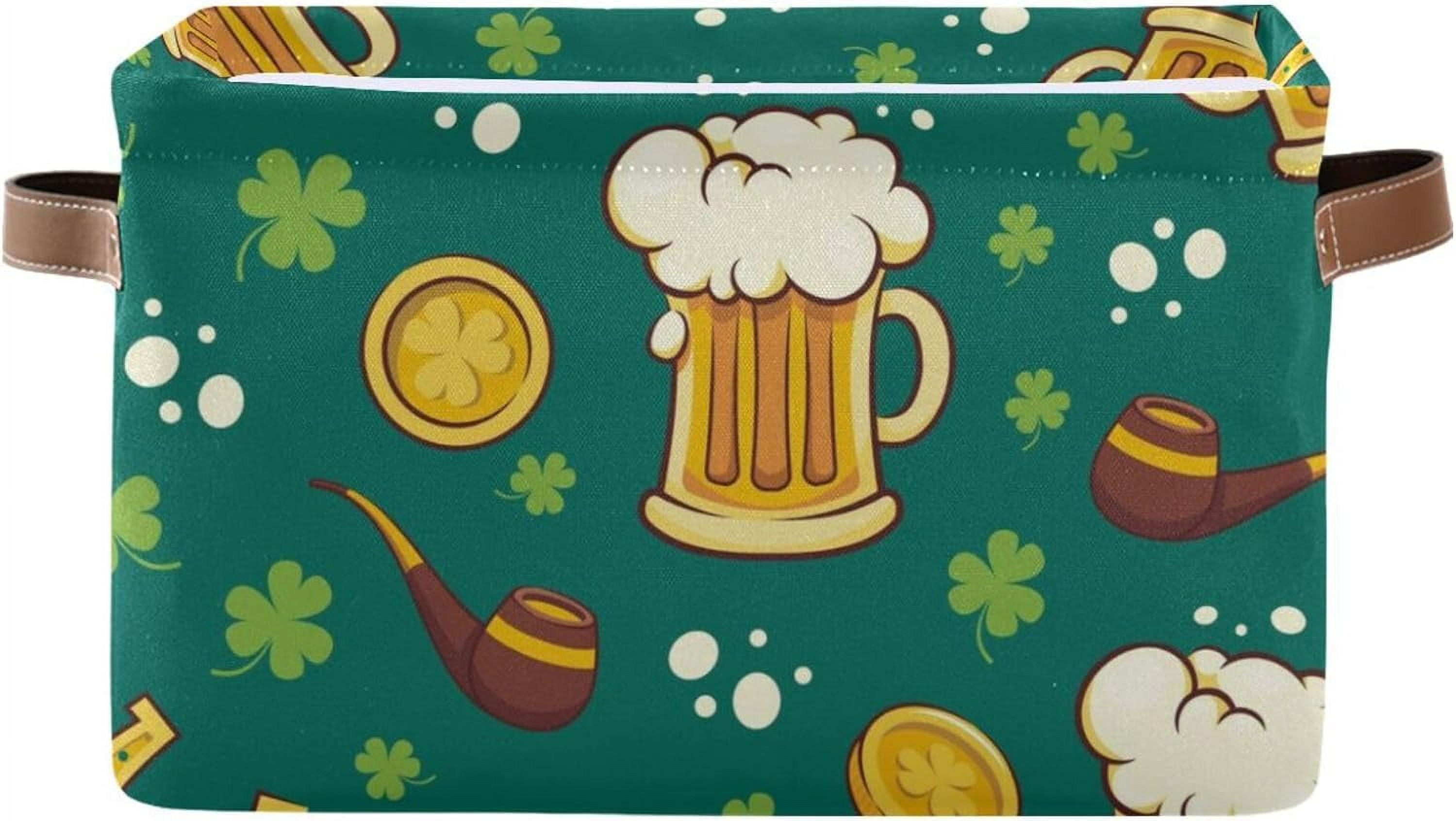 Hotbar Saint Patrick Day Storage Bins Foldable Canvas Fabric Storage Basket With Handles For
