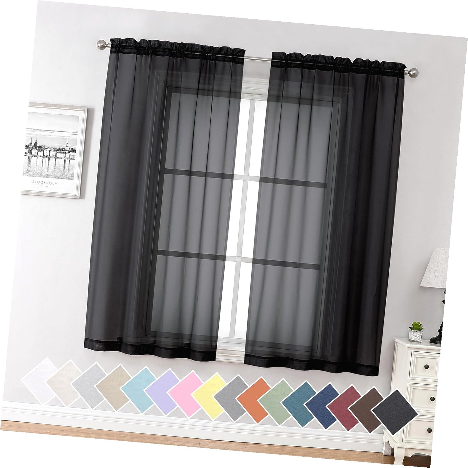Hotbar Sheer Curtains 63 Inches Long, Light and Soft Semi-Voile Drapes ...