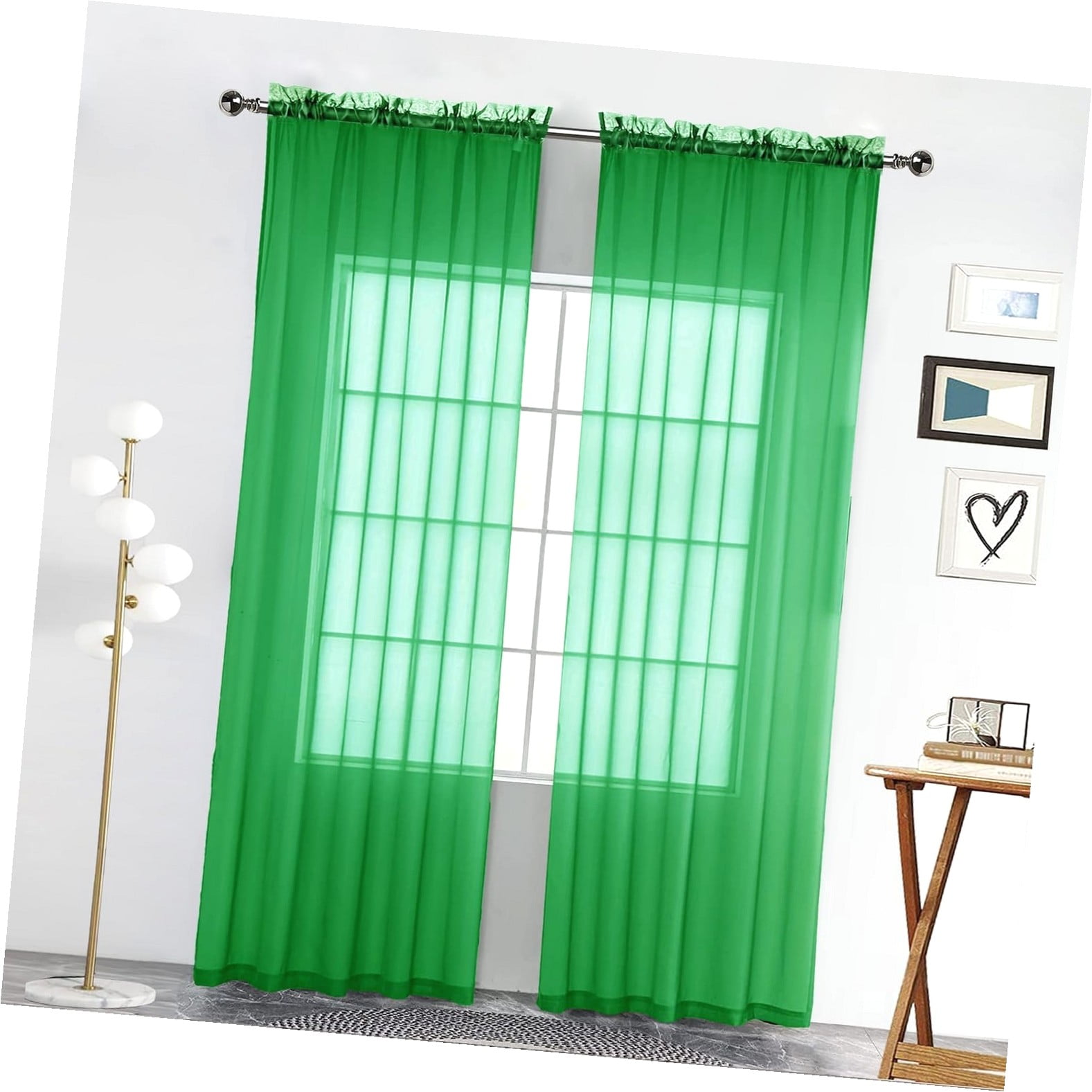 Hotbar Sheer Voile Window Rod Pocket Curtain Panels for Kitchen Bedroom ...