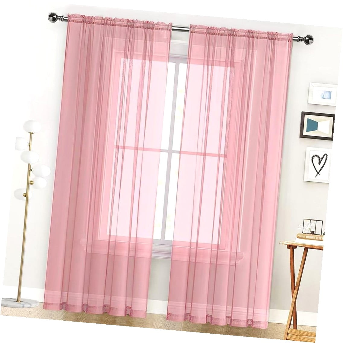 Hotbar Sheer Voile Window Rod Pocket Curtain Panels for Kitchen Bedroom ...