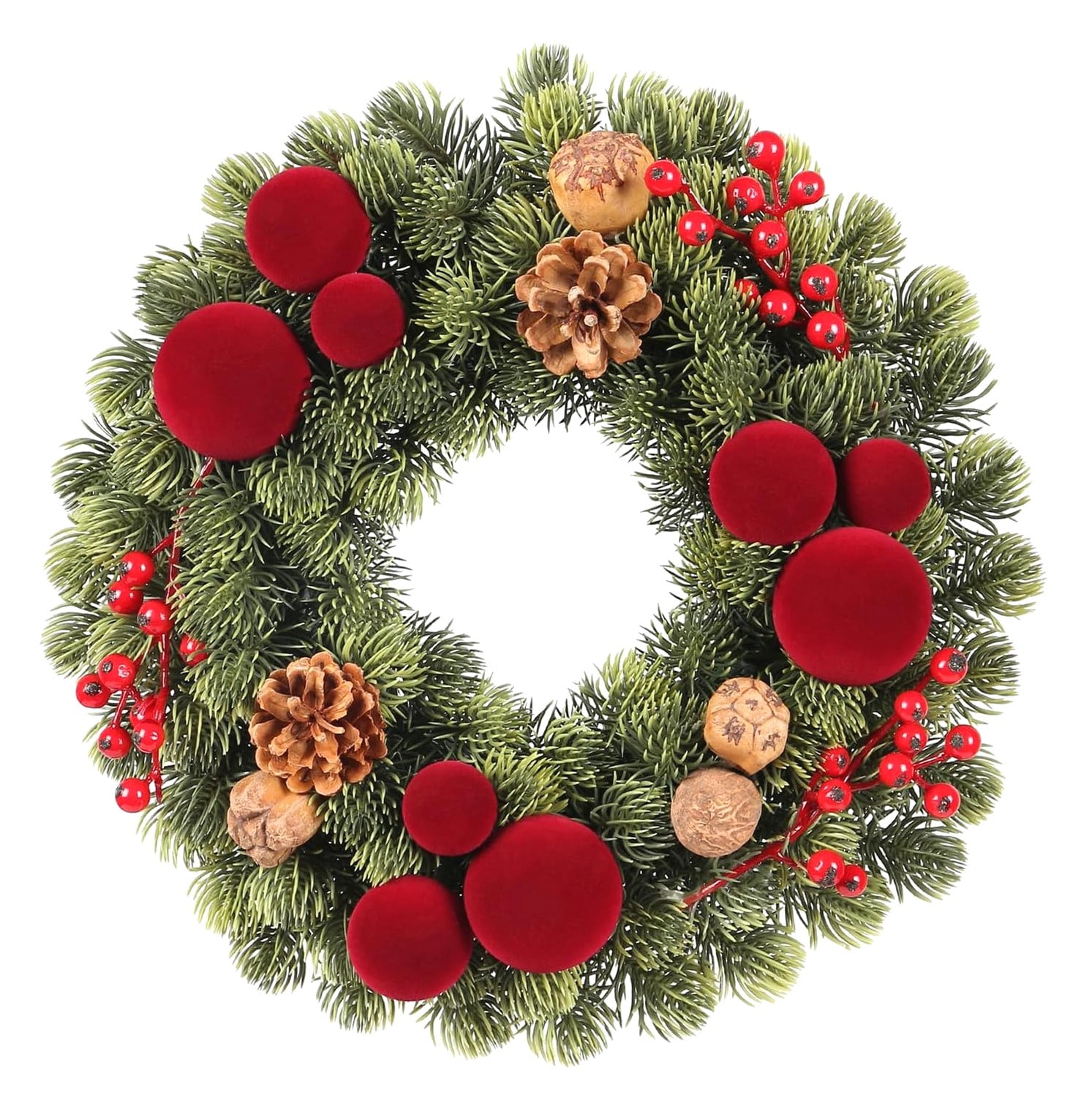 Hotbar Small Christmas Wreath, 13-Inch Artificial Burgundy Velvet Red ...