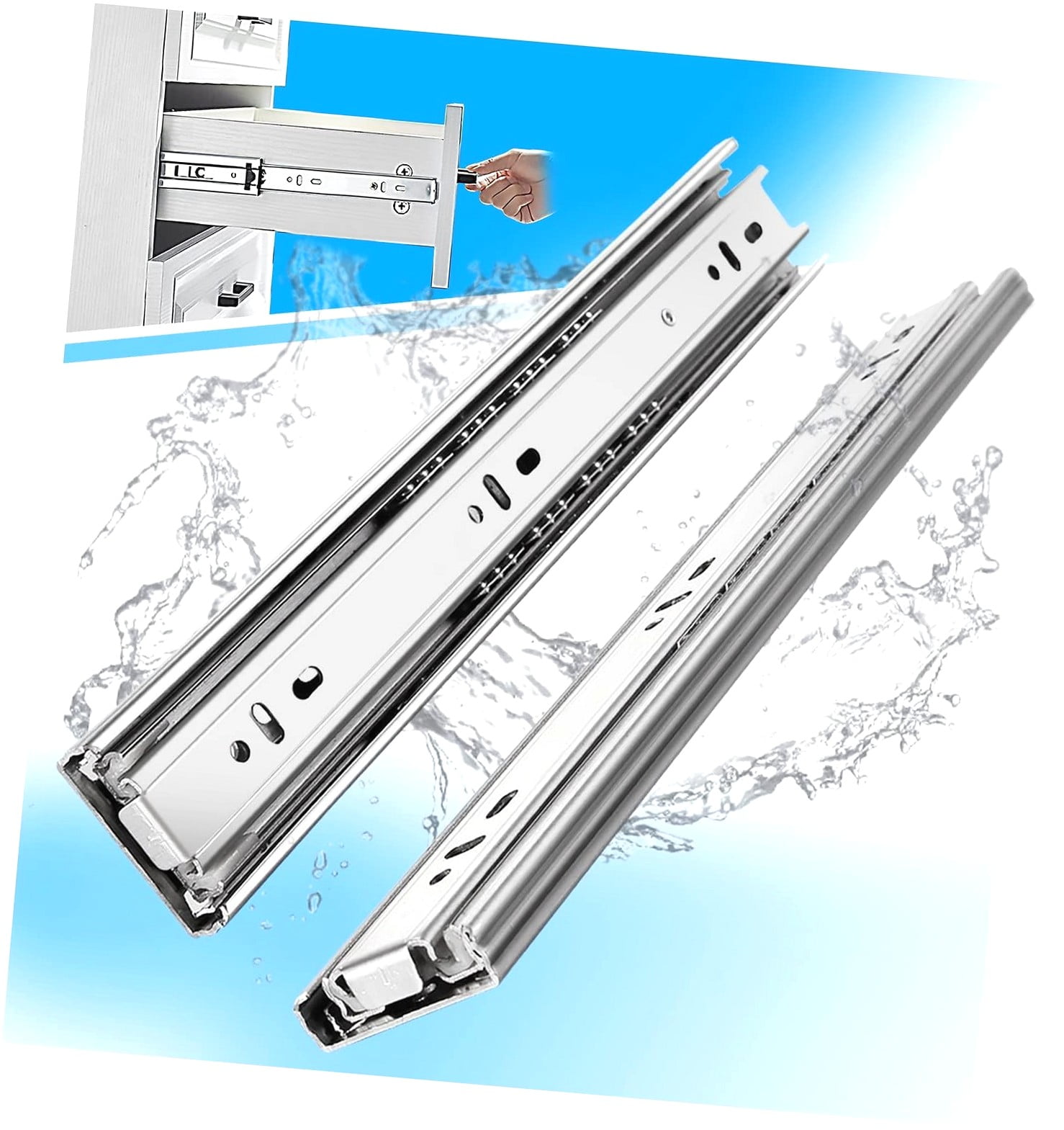 Hotbar Steel Drawer Slides Full Extension 10 12 14 16 18 20 22 24 Inch Side Mount Dresser ...