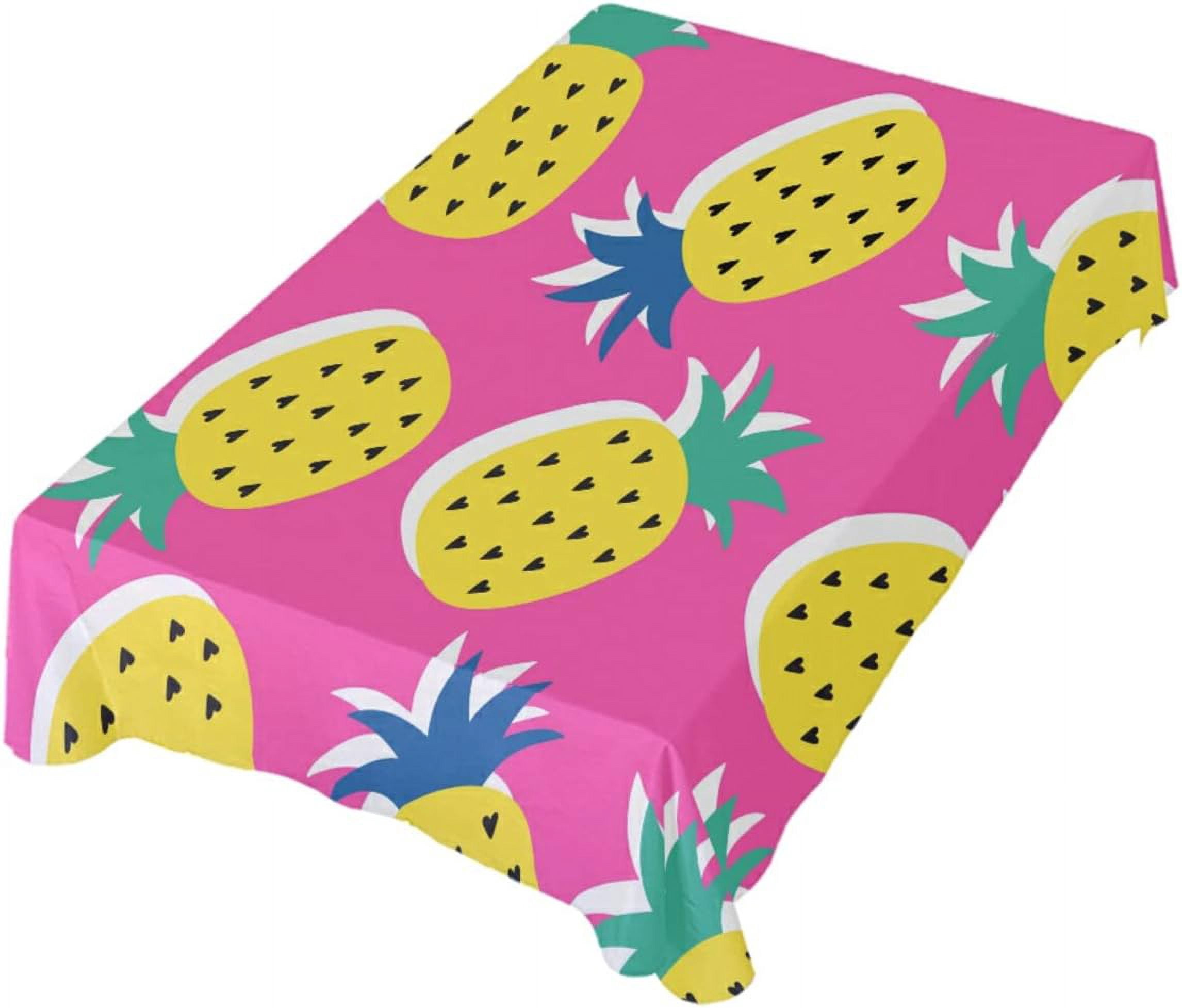 Hotbar Summer Pineapple Tablecloth 60" x 108" Rectangle Table Cloth ...