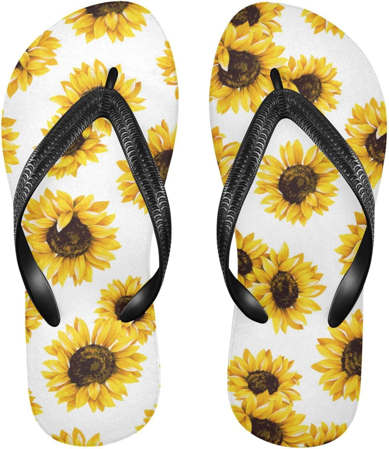 Hotbar Sunflower Pattern Flip Flop Sandal Men's and Women's Summer ...