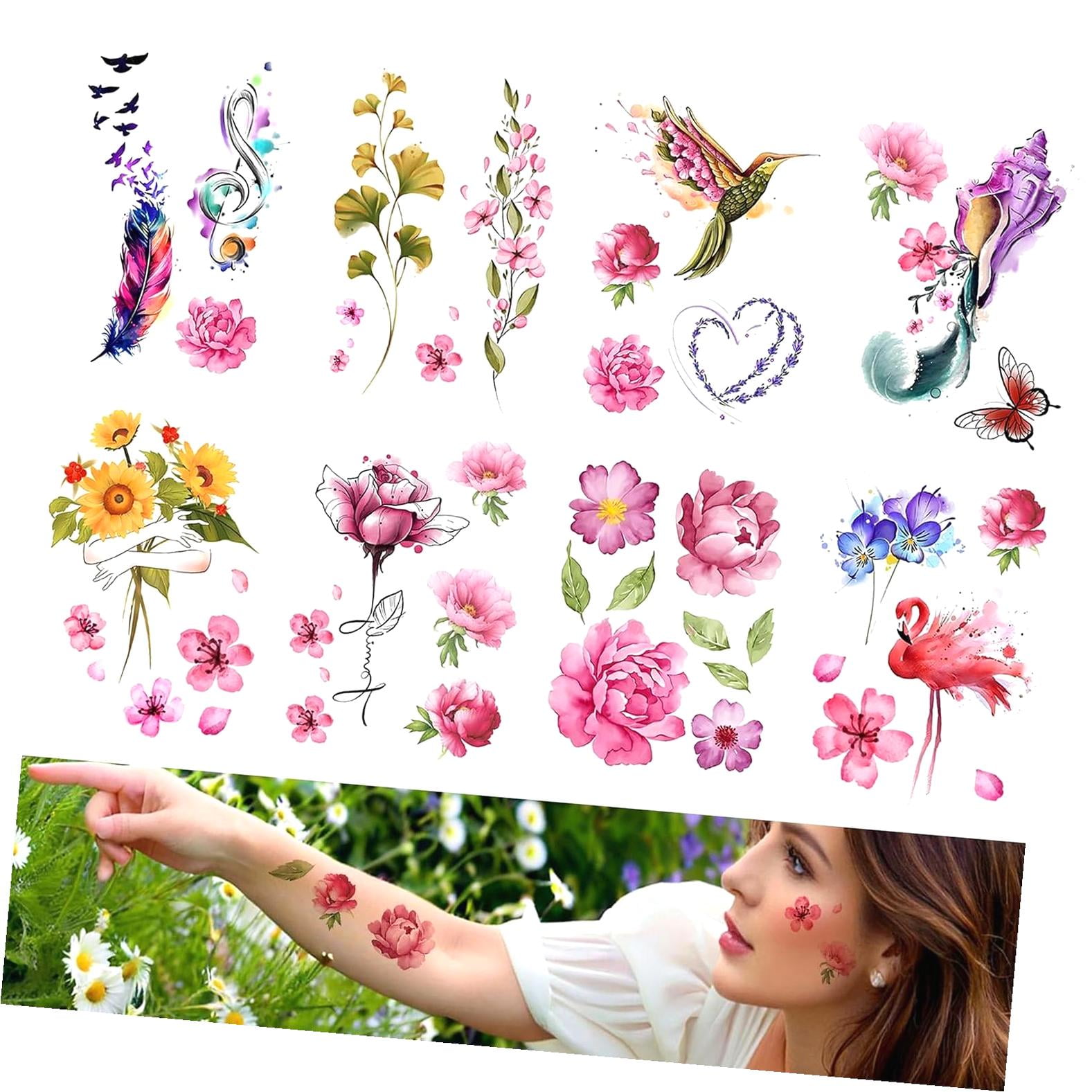 Hotbar Temporary Tattoo Stickers, Floral Rose Patterns, Vibrant tattoos ...