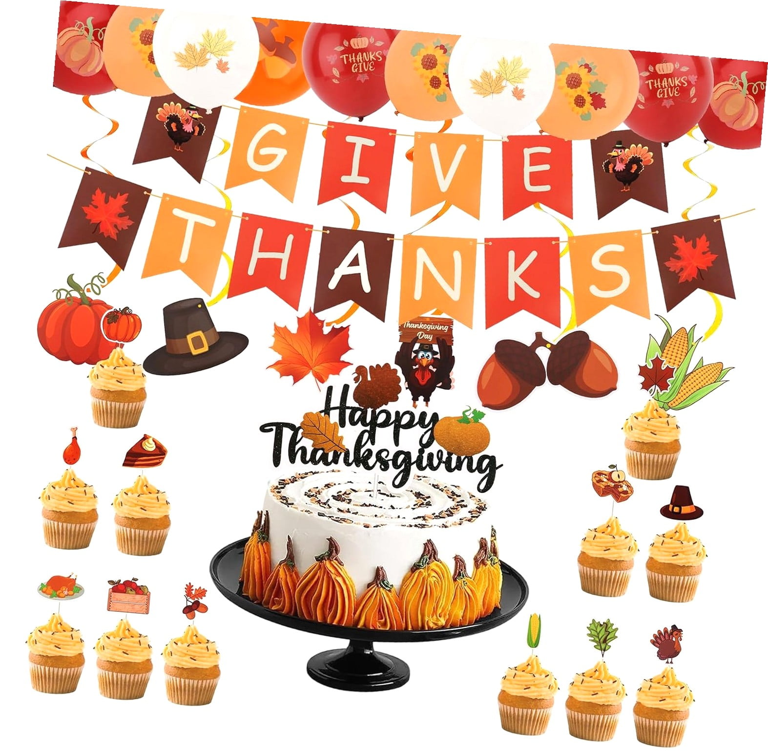 Hotbar Thanksgiving Decorations Set, "GIVE THANKS" Banner plus Fall ...