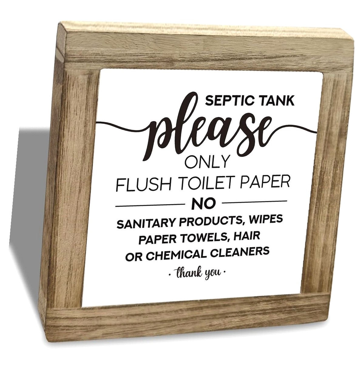 Hotbar Toilet Rules Sign, Wooden Plaque for Septic Only Flush Toilet ...