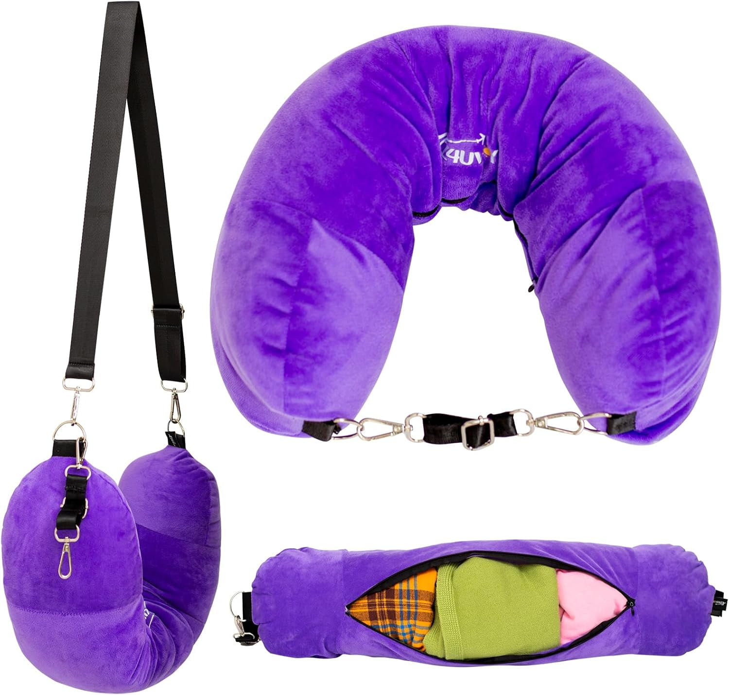 Hotbar Travel Neck Pillow Stuffable with Clothes, Stuffable Neck Pillow ...