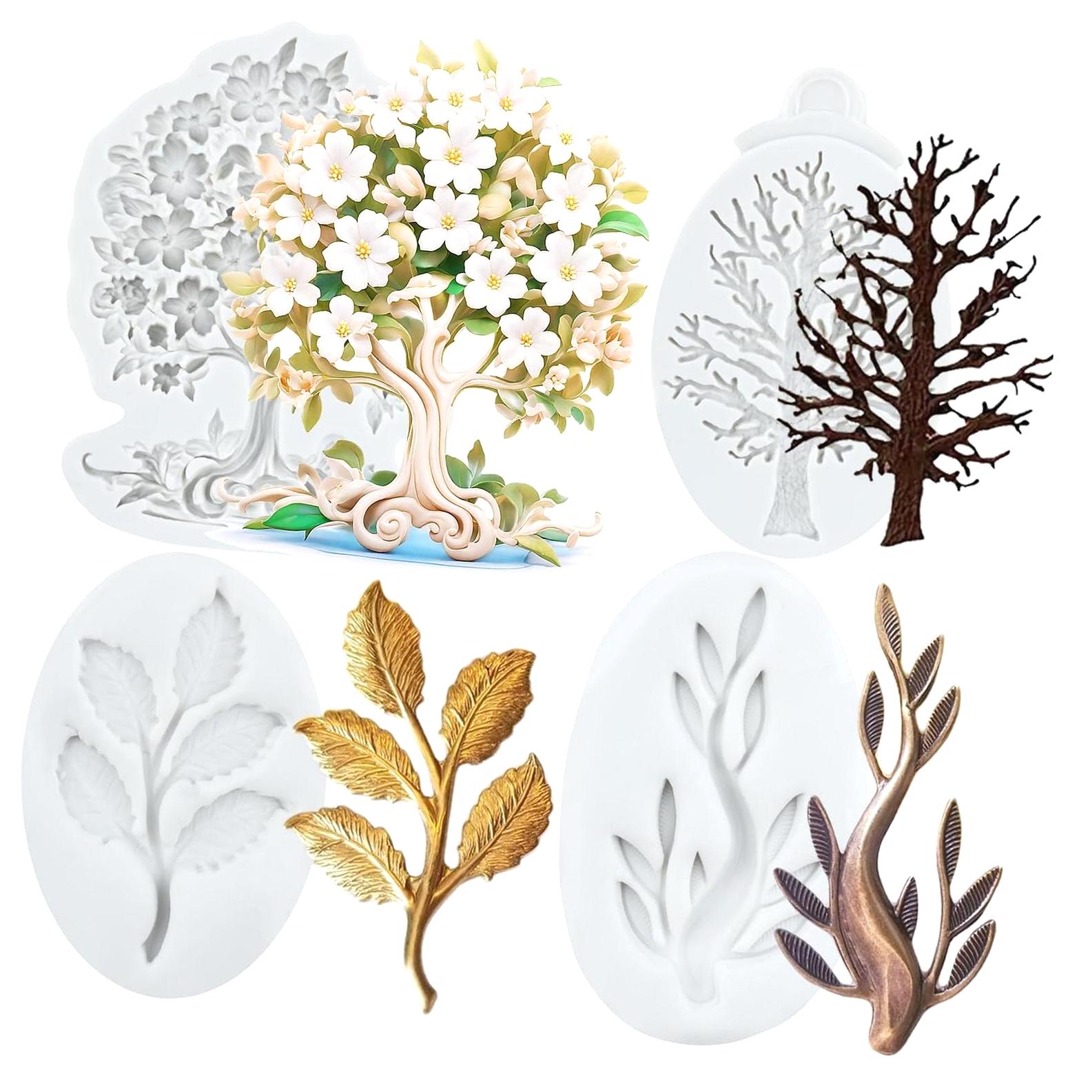 Hotbar Tree Branch Silicone Molds Set of 4 for Cake Decoration, Cupcake ...