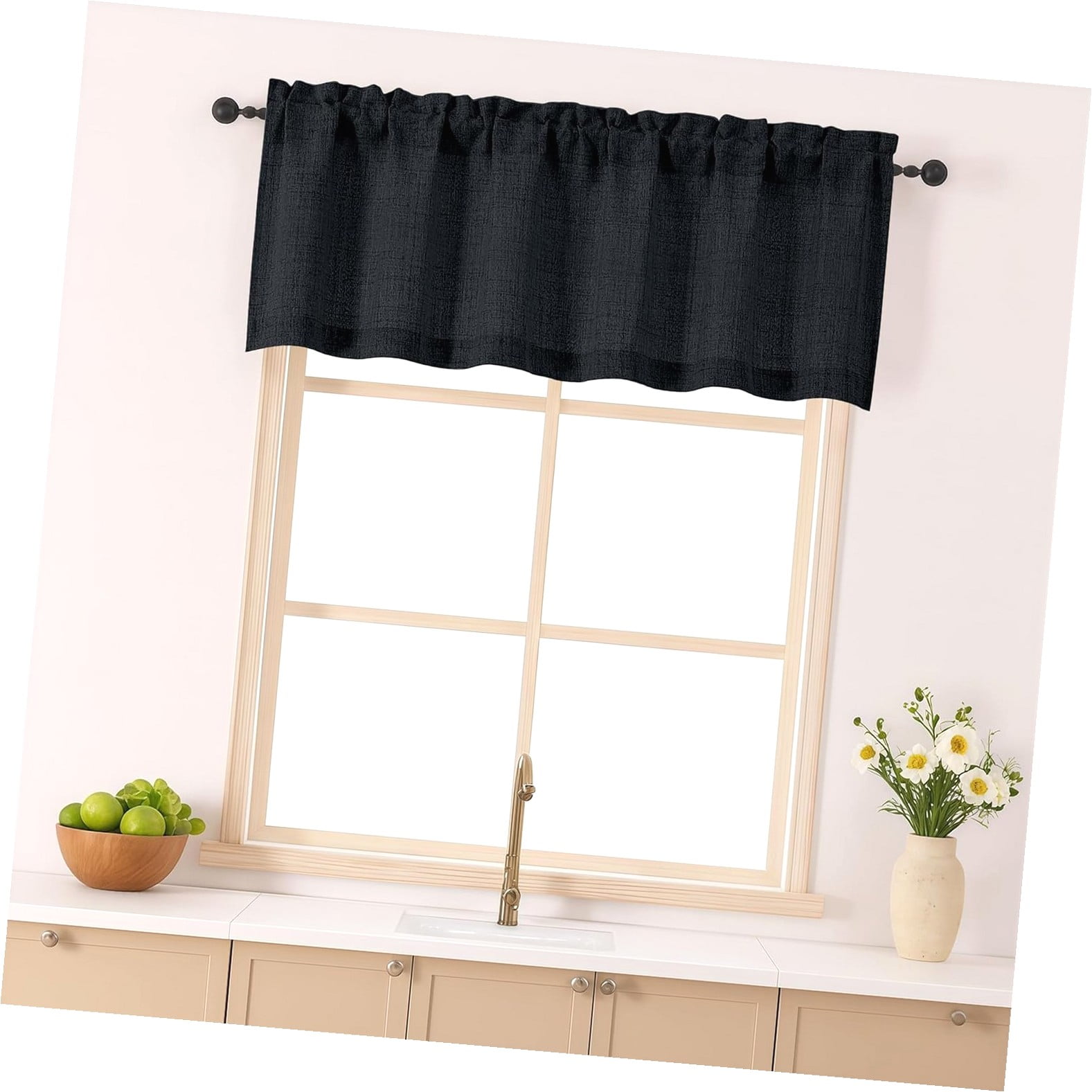 Hotbar Valance for 18 Inches Long, Light Filtering Textured Rod Pocket ...