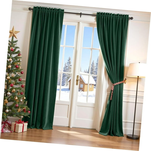 Hotbar Velvet Curtains Thermal Insulated Room Window Drapes Curtains ...
