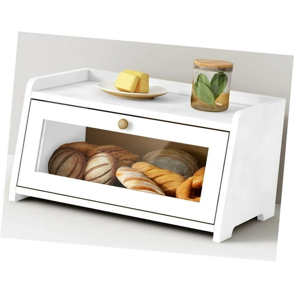 Hotbar White Bread Box for Kitchen Countertop, Breadbox for Homemade ...