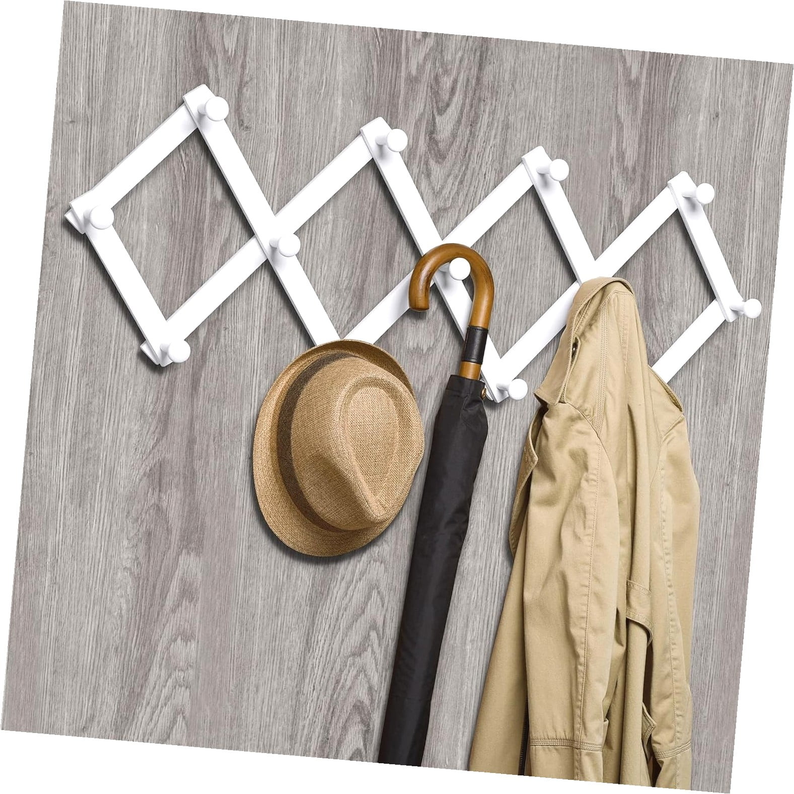 Hotbar Wood Accordion Wall Rack 13 (Pegs), Expandable Wall Mounted ...