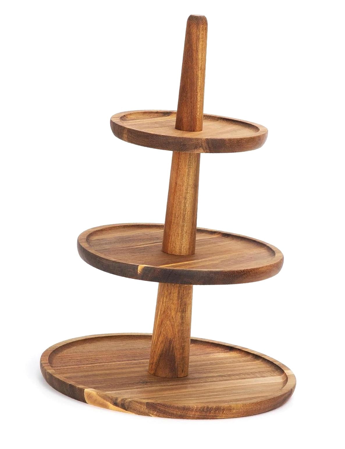 Hotbar Wooden Cupcake Stand Sturdy 3 Tier, 10” Dessert Stand Tower Tree ...