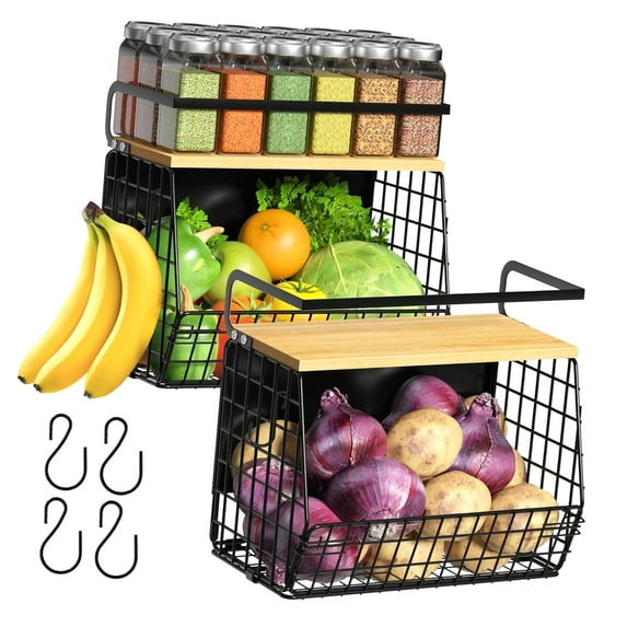 Hotbar for Fridge with Wood Lid, Fruit Potato and Onion Storage Bins ...