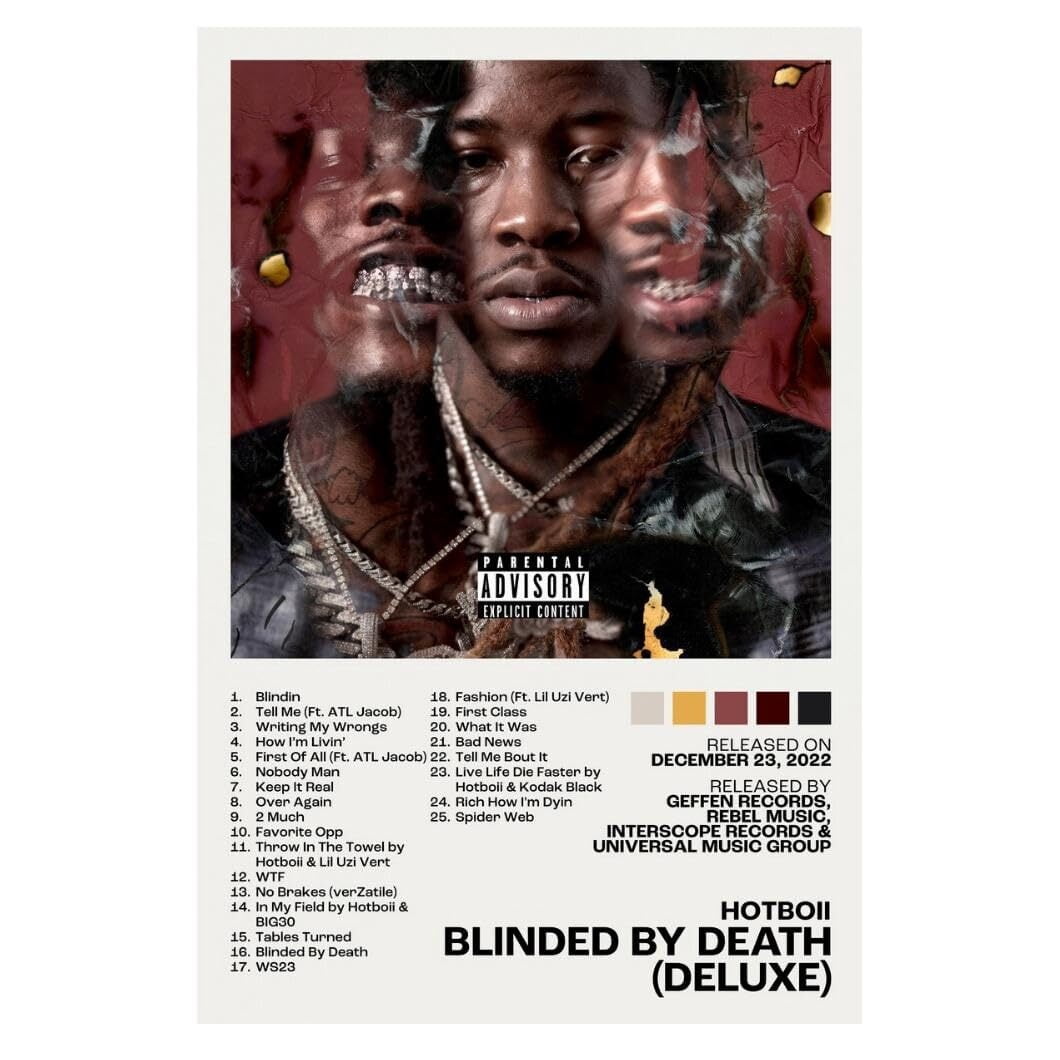 Hotboii Blinded By Death (Deluxe) Album Cover Music Poster Rap Home ...